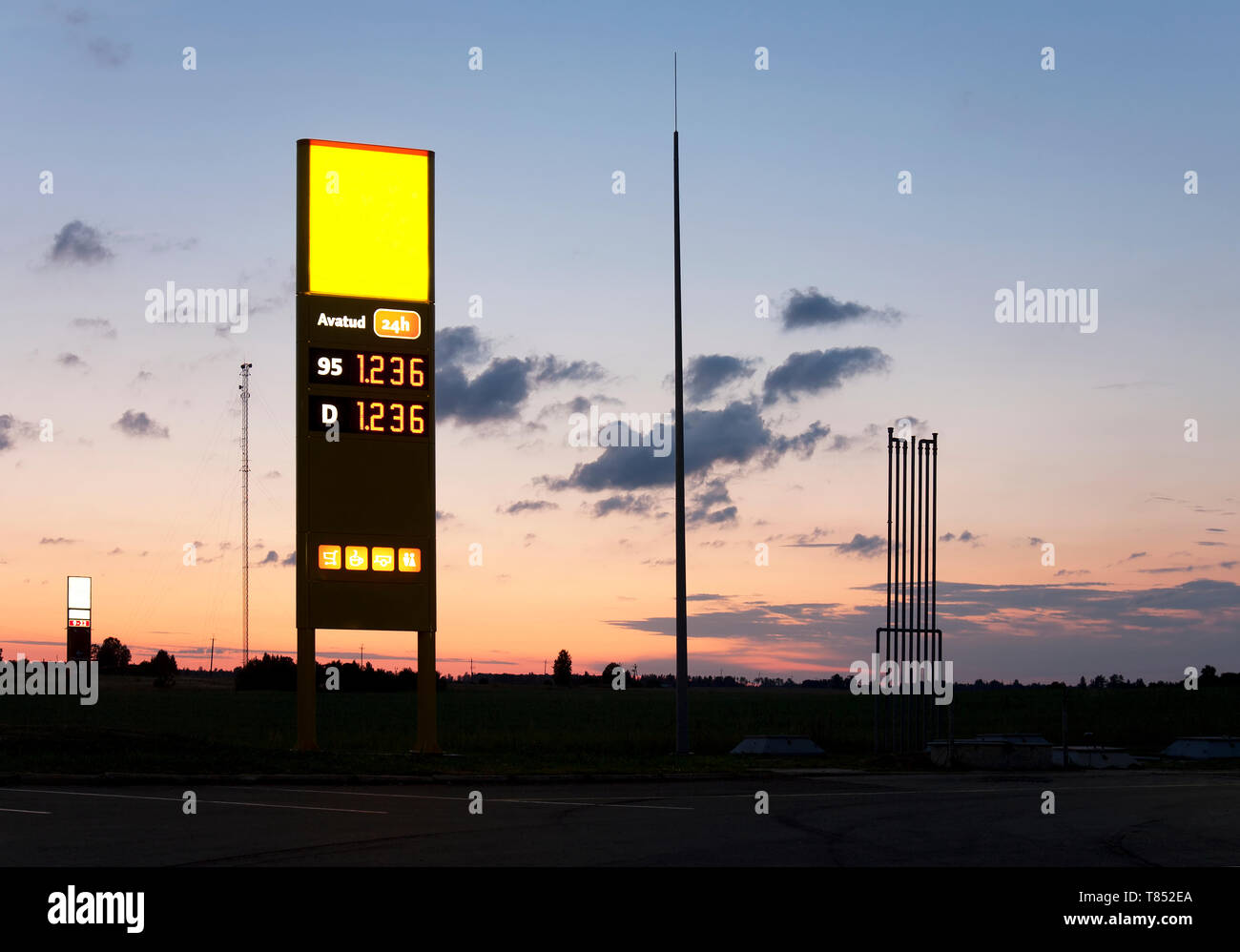 Gas Station Sign Stock Photo - Alamy