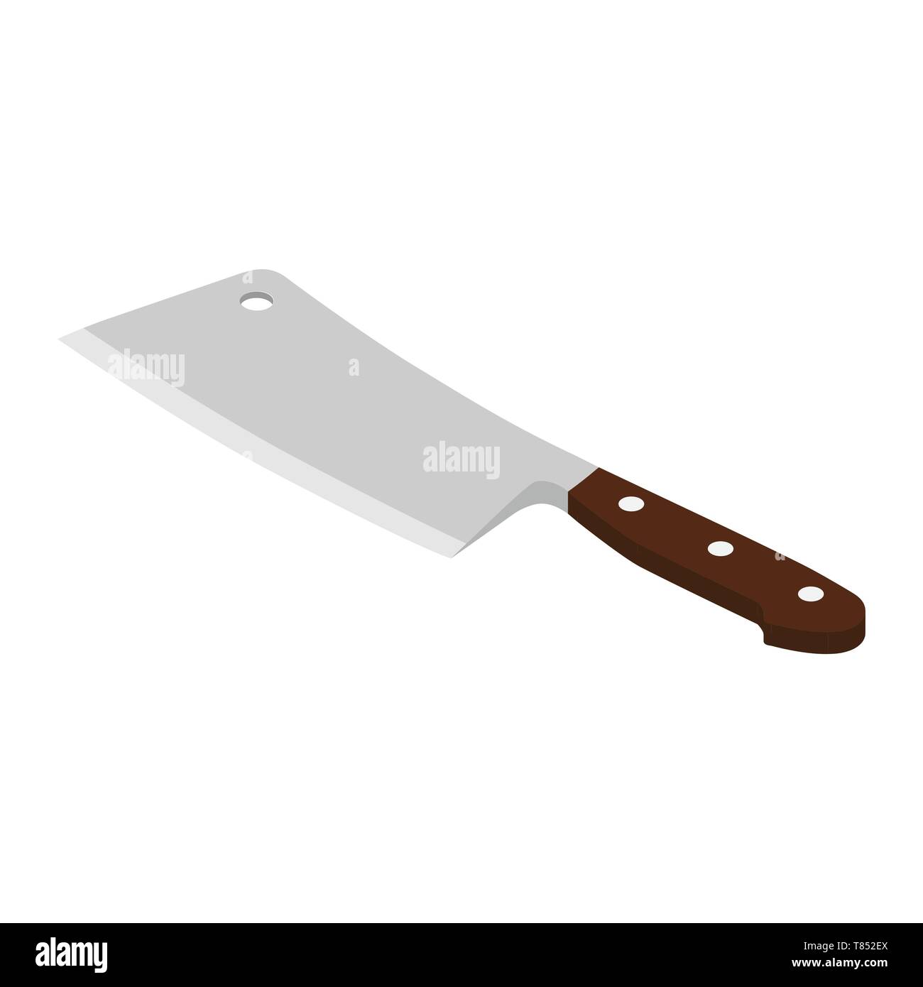 Butcher meat knife, cleaver isolated on white background isometric view ...