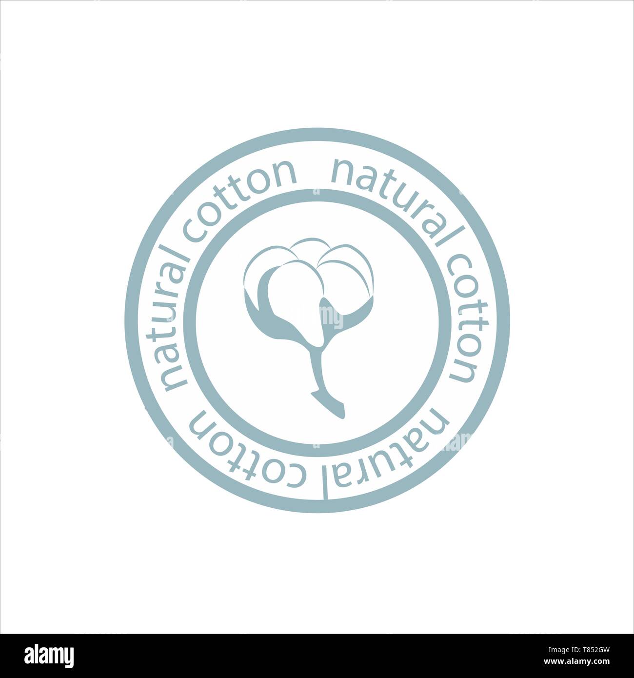 Natural organic cotton, pure cotton vector label isolated on white ...