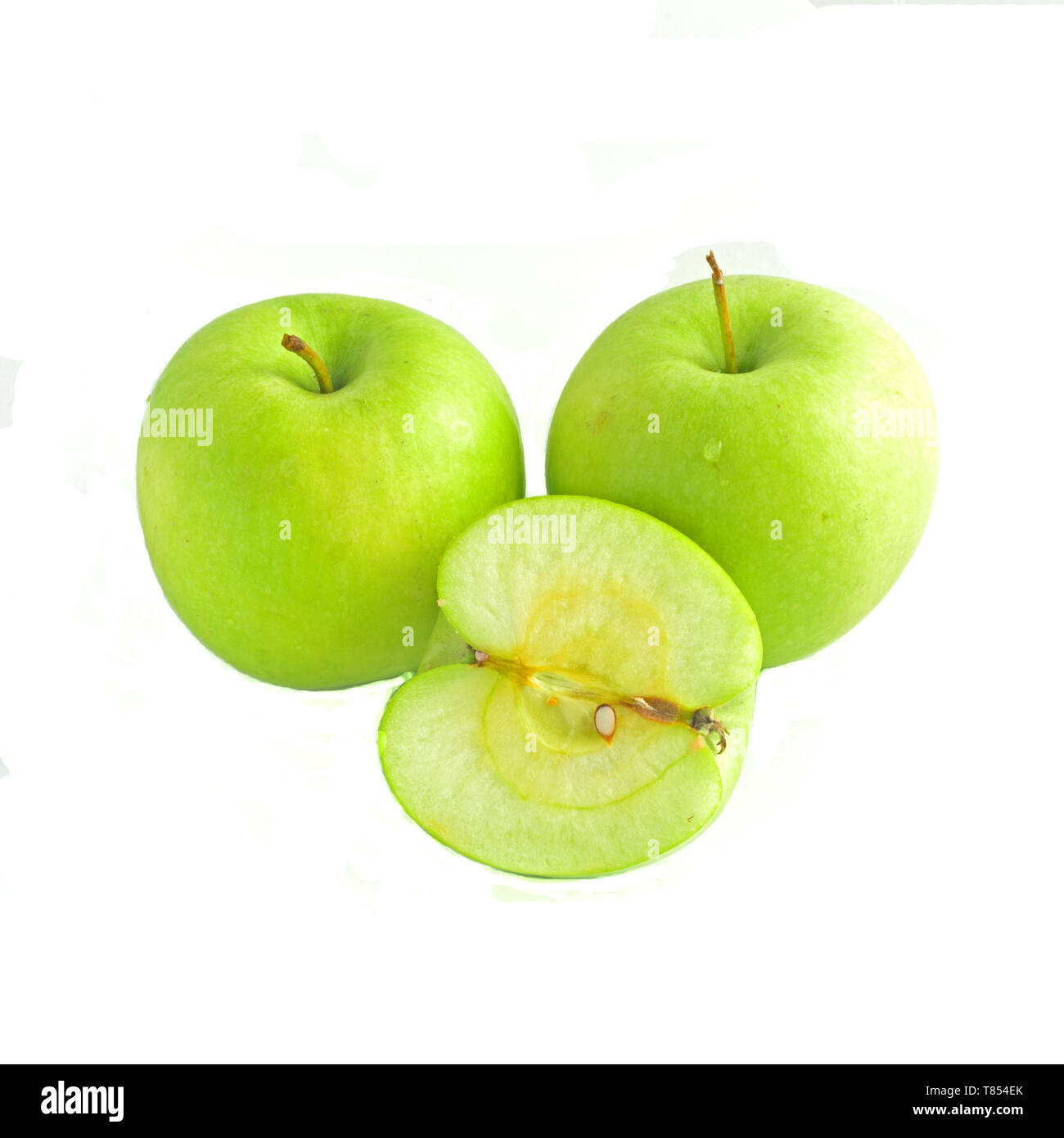 Two whole and one half apples isolated on white background Stock Photo ...