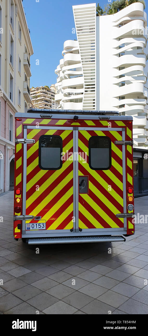Monte-Carlo, Monaco - March 31, French Red And White Fire Department ...