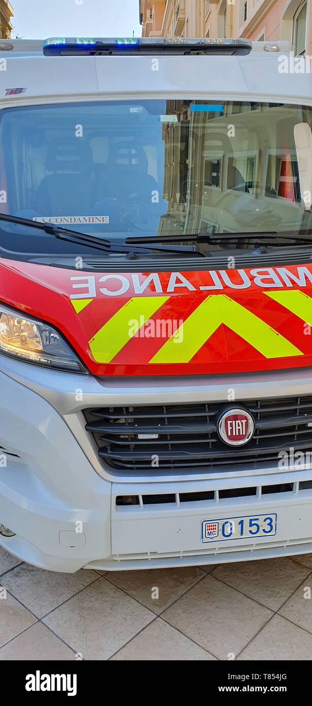 Monte-Carlo, Monaco - March 28, French Fire Department Ambulance (Close ...