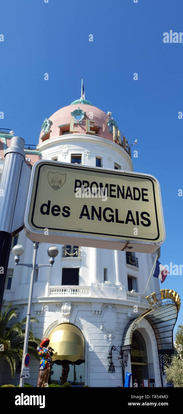 Nice, France - May 1, 2019: Promenade Des Anglais Road Sign In Nice ...