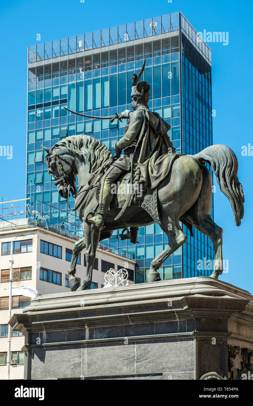 Statue of Count Ban Josip Jelacic from 19th century in Zagreb, Croatia ...