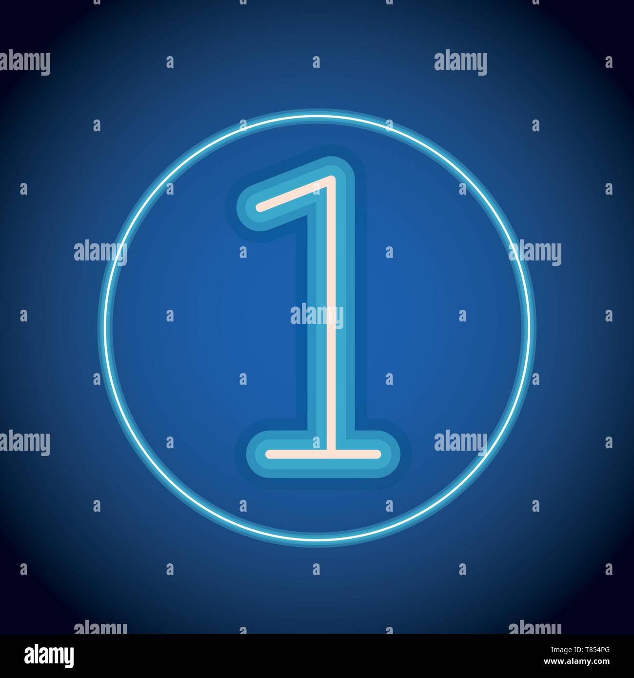 Blue neon number one Stock Vector Images - Alamy