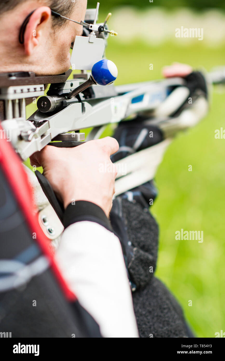 Sports rifle practice Stock Photo - Alamy
