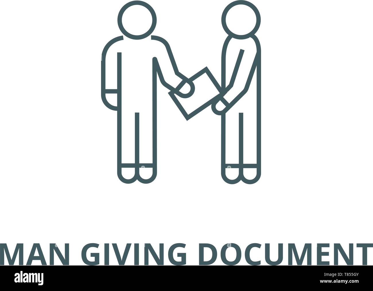 man giving document vector line icon, linear concept, outline sign ...