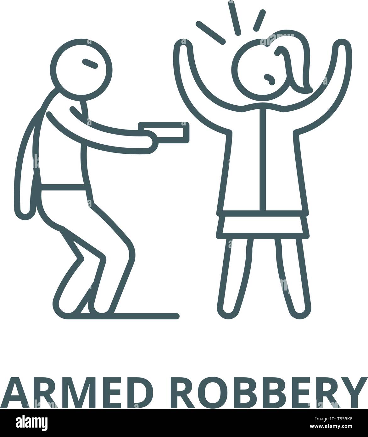 Armed robbery vector line icon, linear concept, outline sign, symbol ...