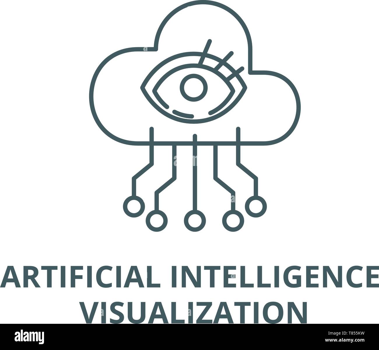 Artificial intelligence visualization vector line icon, linear concept ...