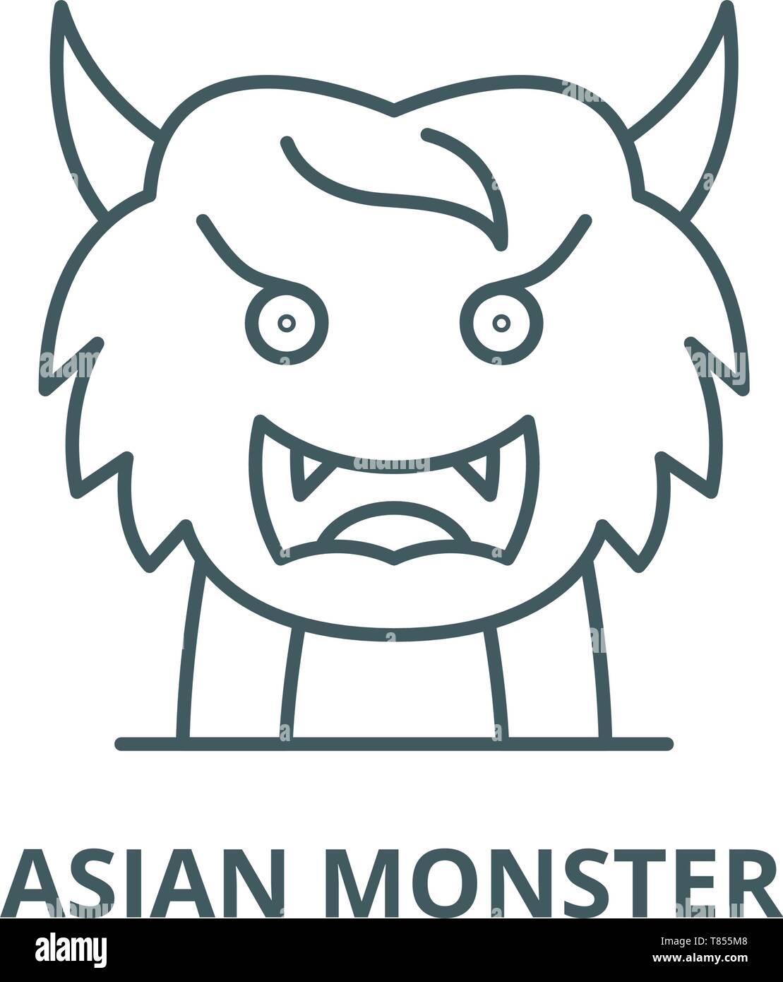 Asian monster vector line icon, linear concept, outline sign, symbol ...