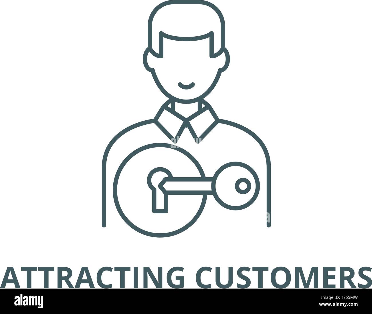Attracting customers vector line icon, linear concept, outline sign, symbol Stock Vector Image ...