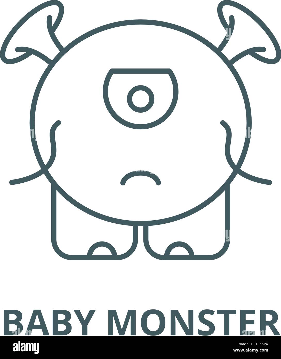 Baby monster vector line icon, linear concept, outline sign, symbol ...