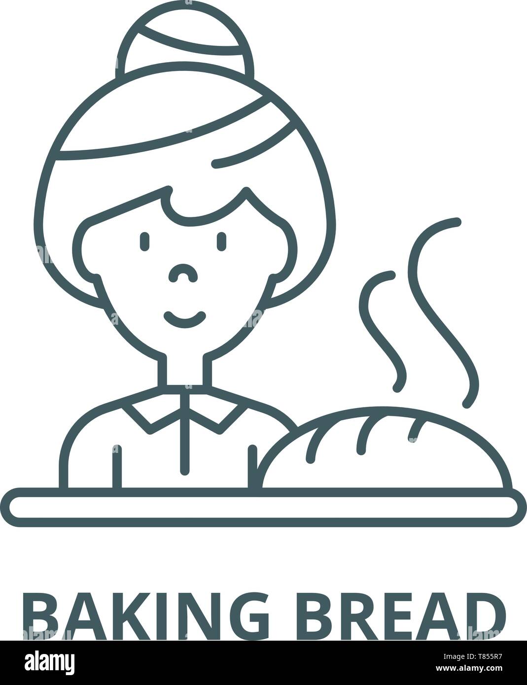 Baking bread vector line icon, linear concept, outline sign, symbol ...