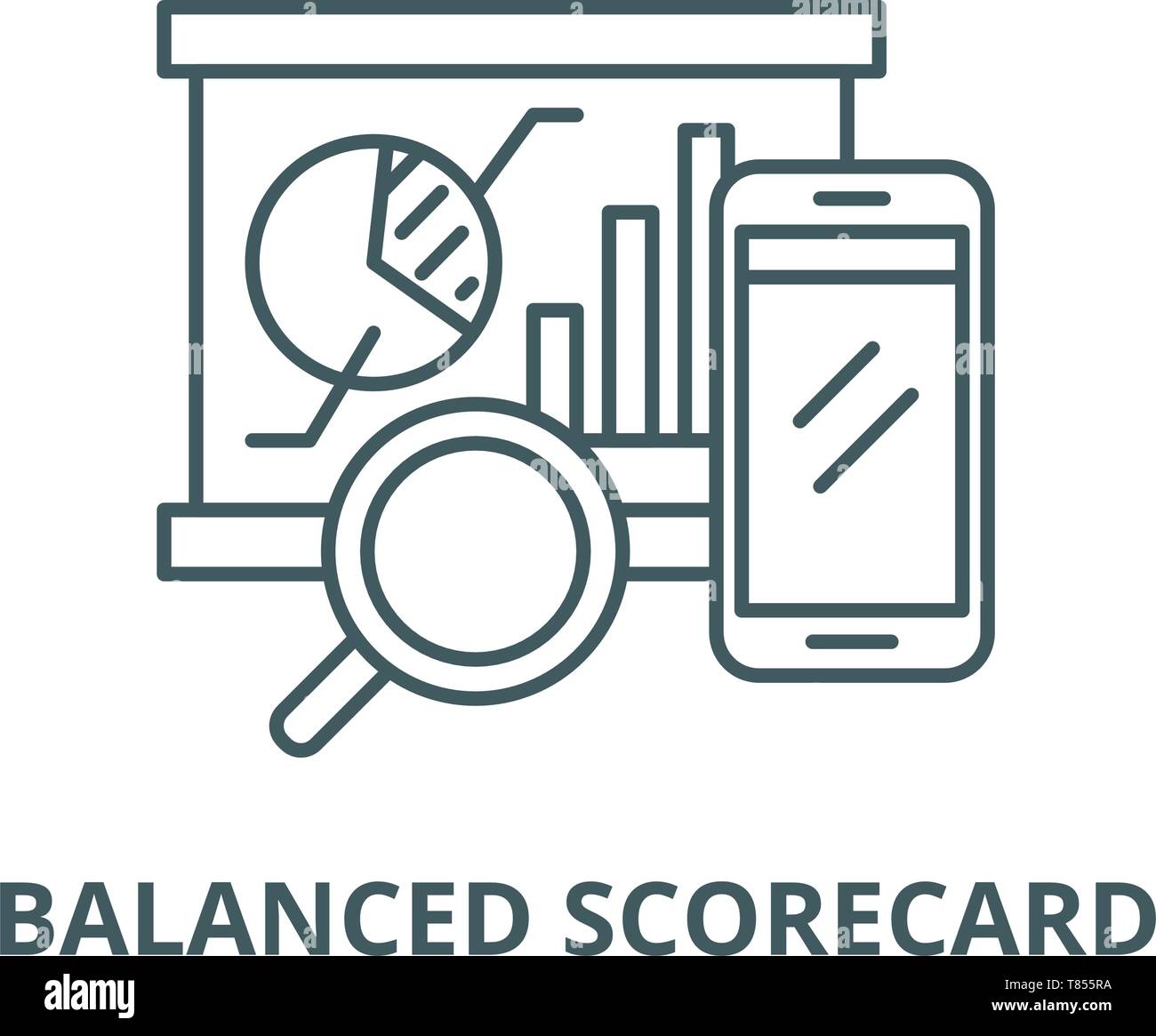 Balanced scorecard vector line icon, linear concept, outline sign ...