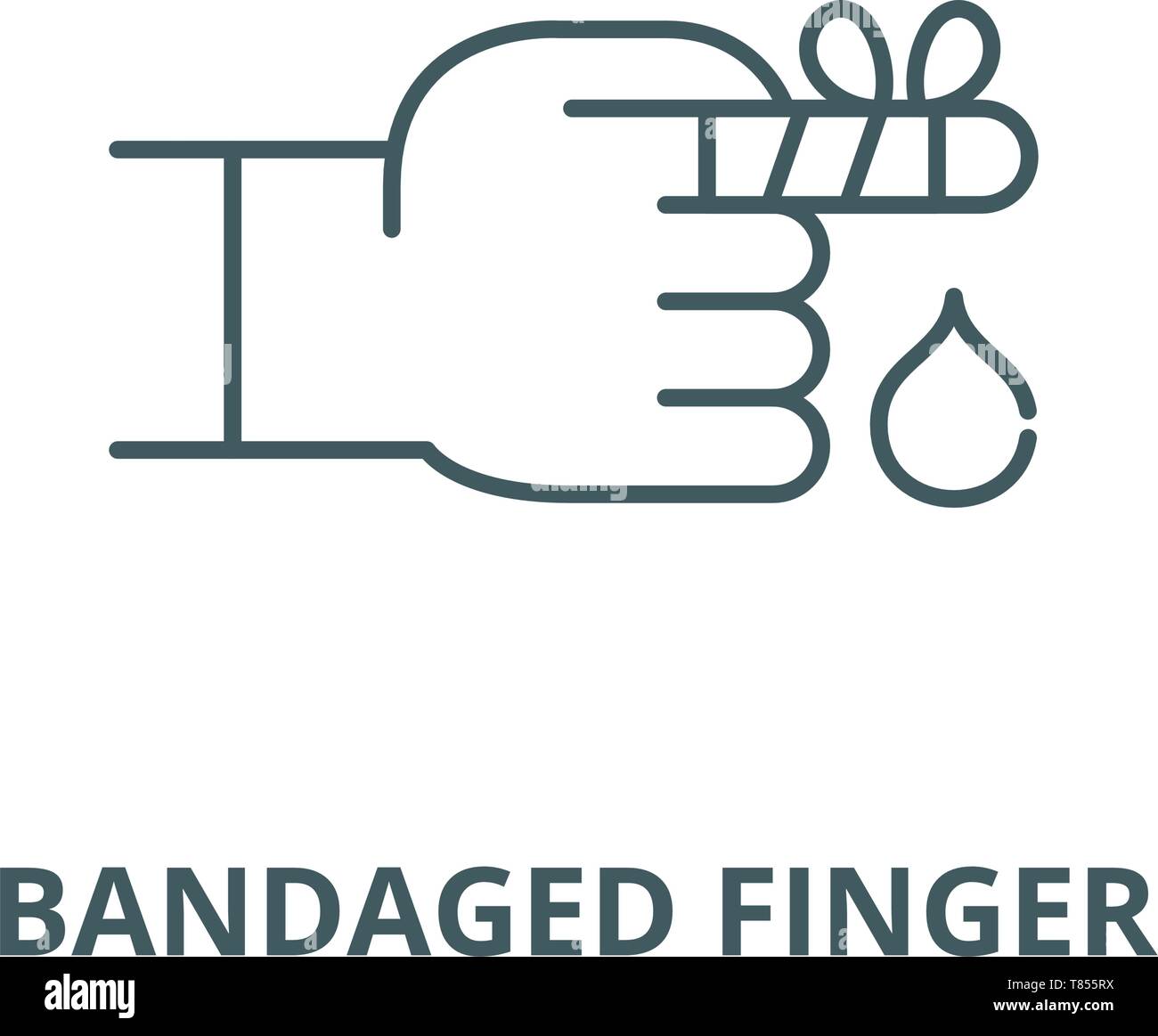 Bandaged finger vector line icon, linear concept, outline sign, symbol ...