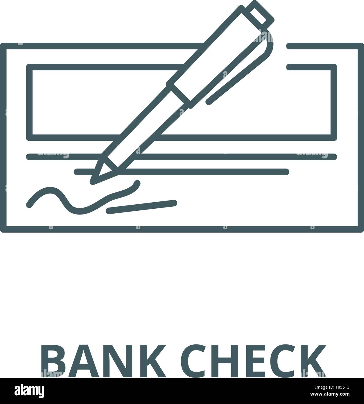 Bank check vector line icon, linear concept, outline sign, symbol Stock ...