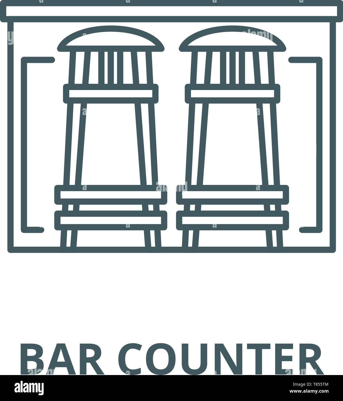 Bar counter vector line icon, linear concept, outline sign, symbol ...