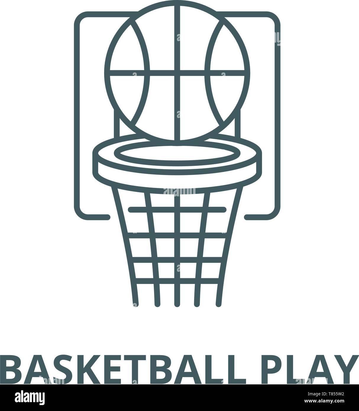 Basketball play vector line icon, linear concept, outline sign, symbol ...