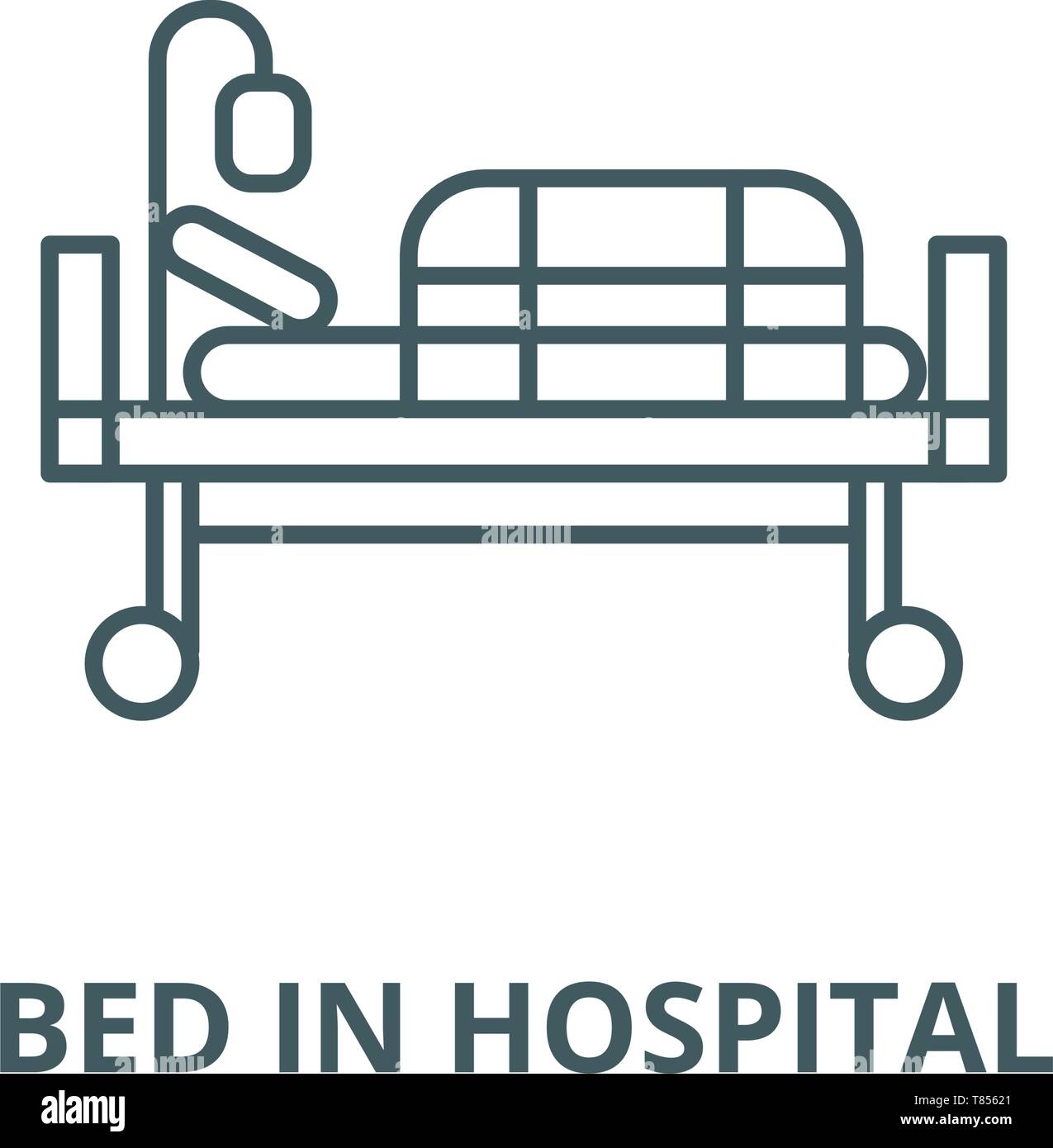 Bed in hospital vector line icon, linear concept, outline sign, symbol ...