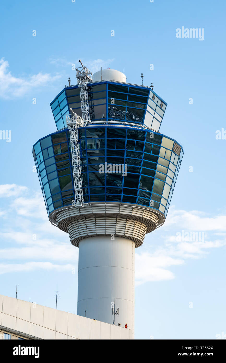 Air Traffic Control Tower of Athens International Airport, Greece Stock ...