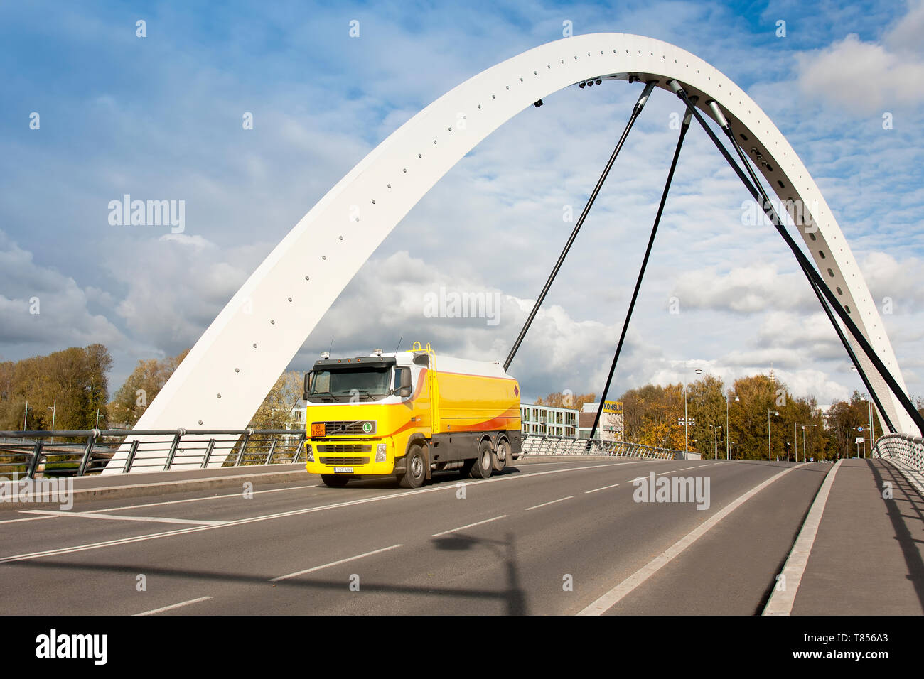 Fuel Truck Crossing a Bridge Stock Photo - Alamy