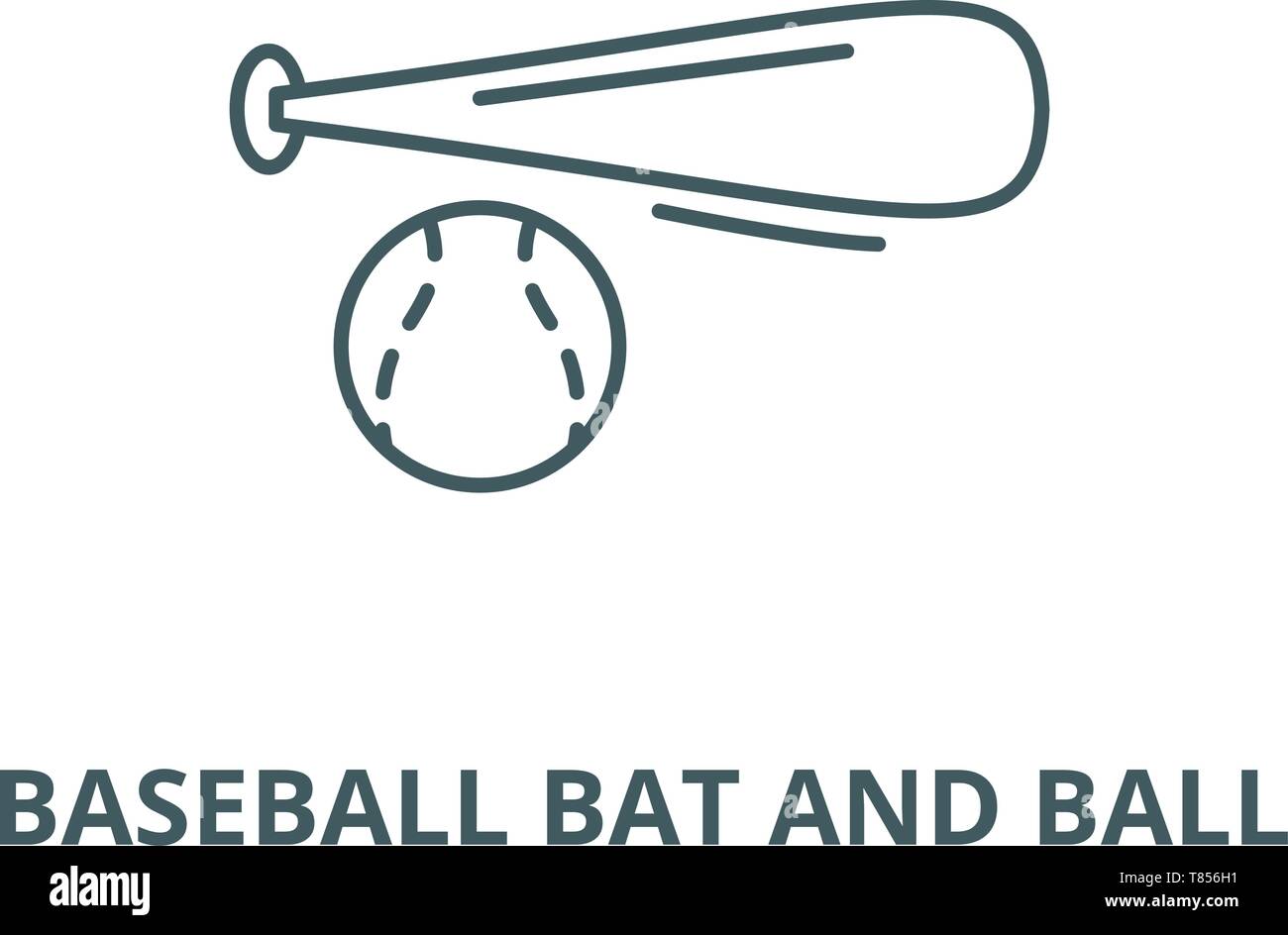 Baseball bat and ball vector line icon, outline concept, linear sign ...
