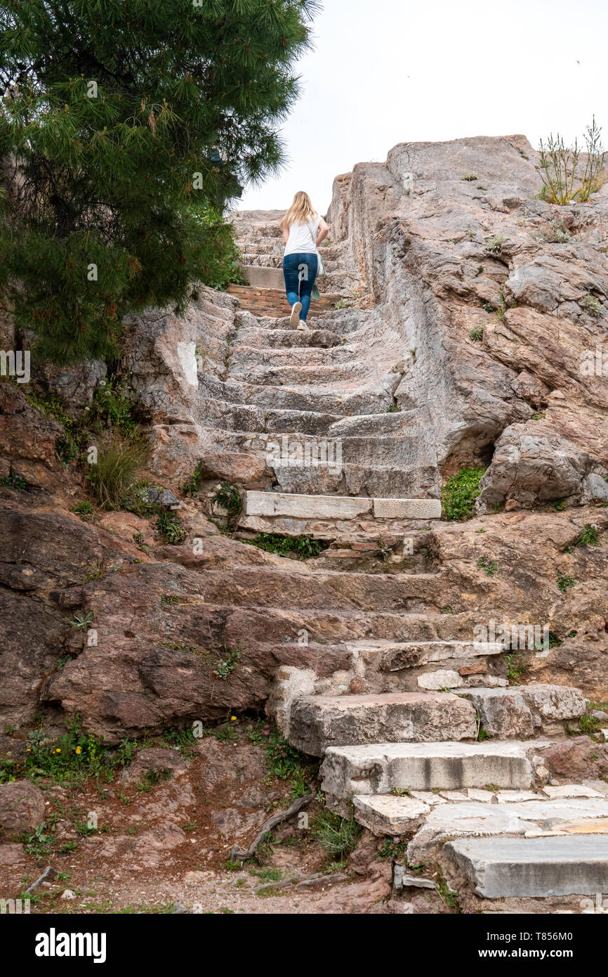 Steps leading up to the Acropolis in Athens, Greece Stock Photo - Alamy