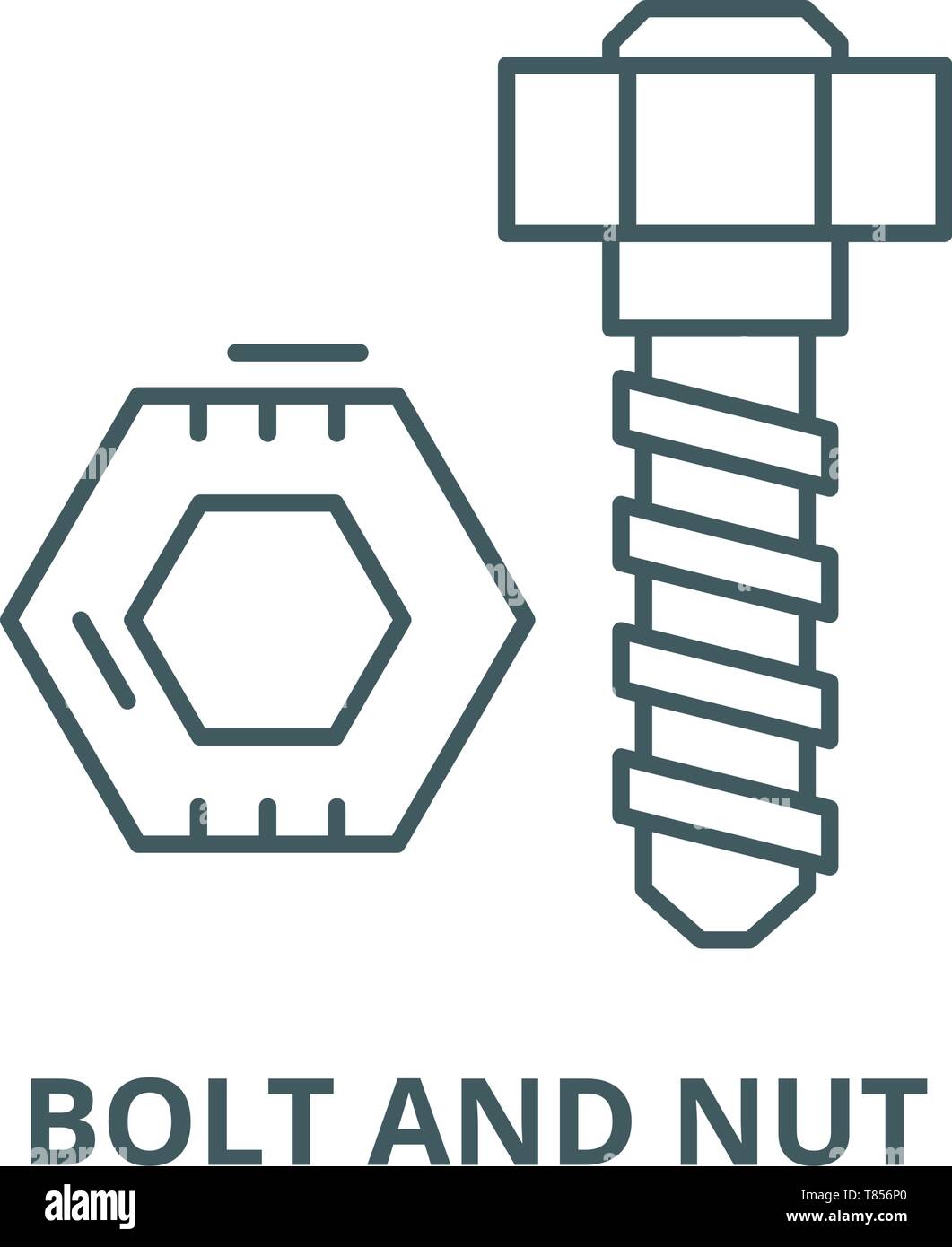 Bolt and nut vector line icon, linear concept, outline sign, symbol ...