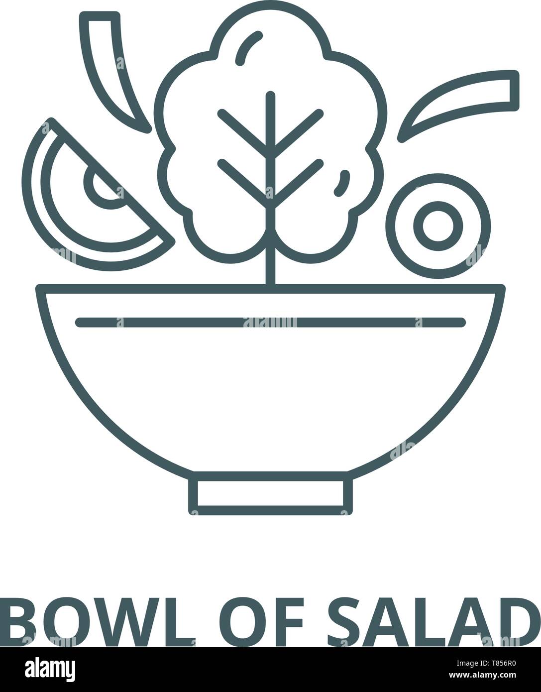 Bowl of salad vector line icon, linear concept, outline sign, symbol ...