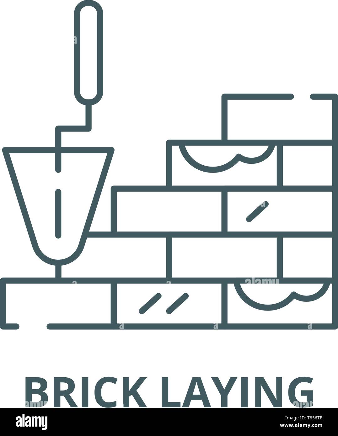Brick laying vector line icon, linear concept, outline sign, symbol ...
