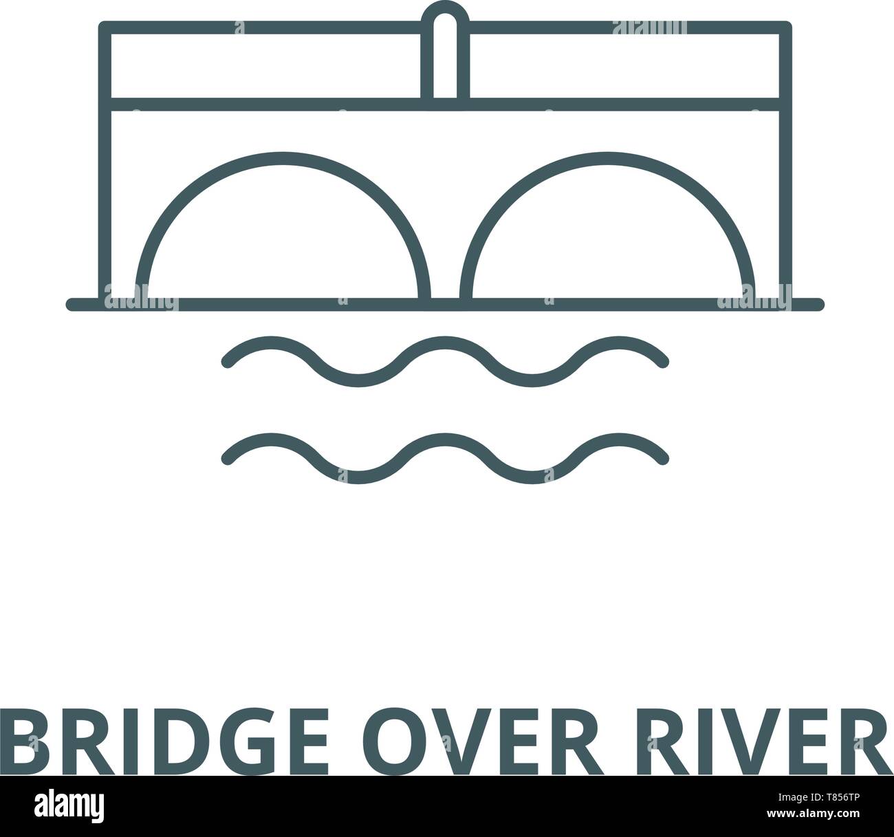Bridge over river vector line icon, linear concept, outline sign ...