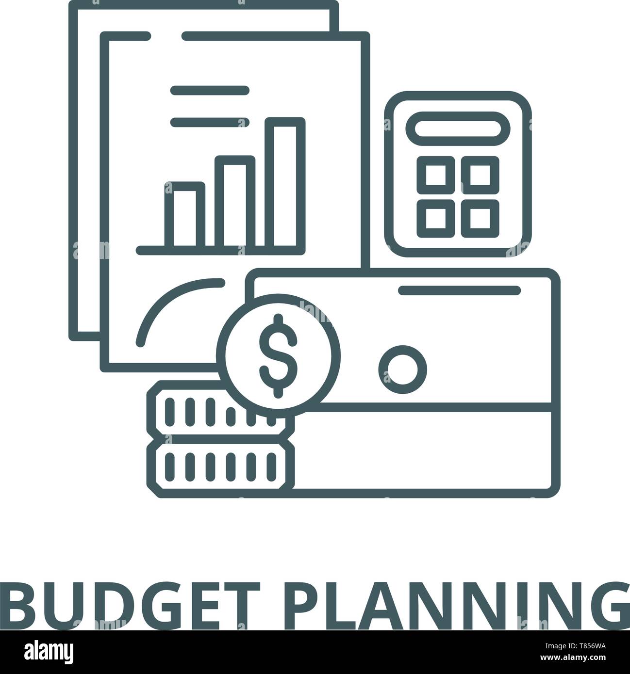 Budget planning vector line icon, linear concept, outline sign, symbol ...