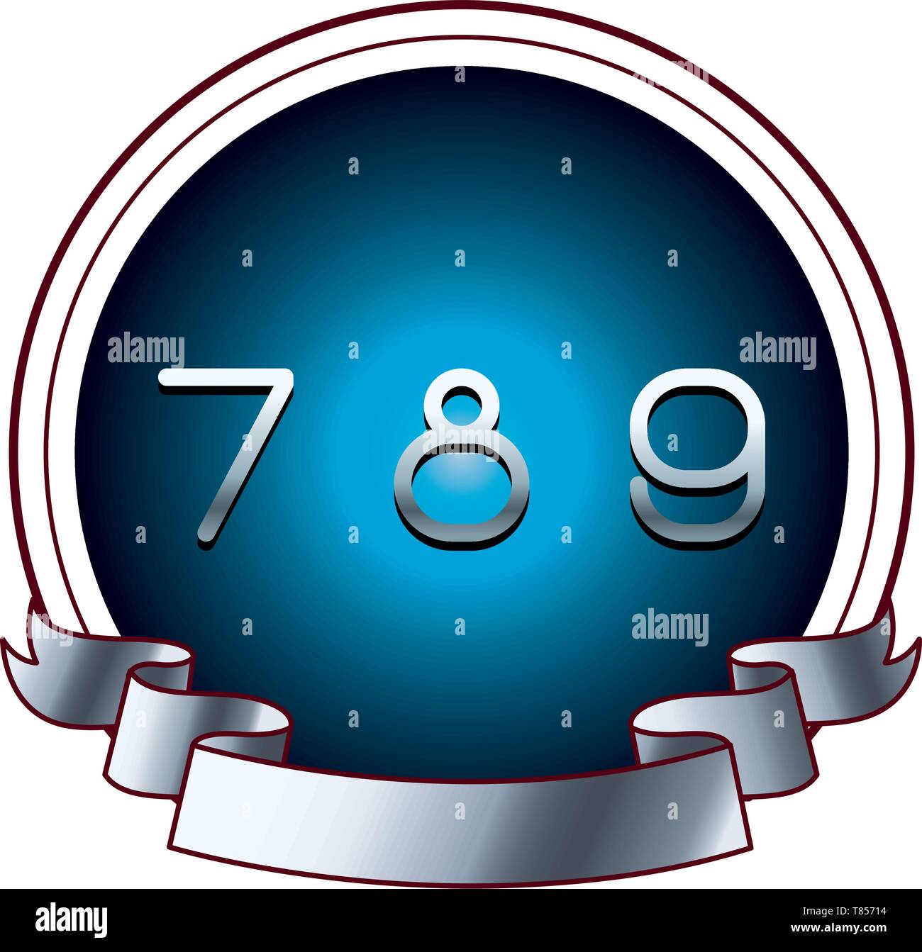 Seven eight and nine numbers on round label Stock Vector Image & Art ...