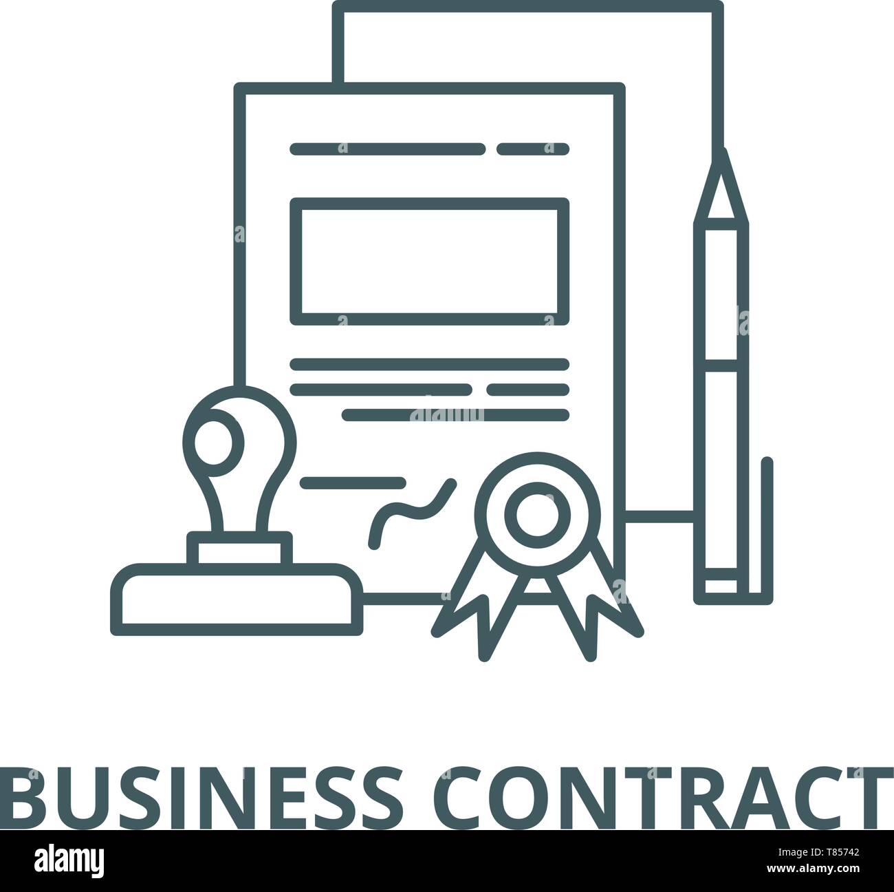 Business contract vector line icon, linear concept, outline sign ...
