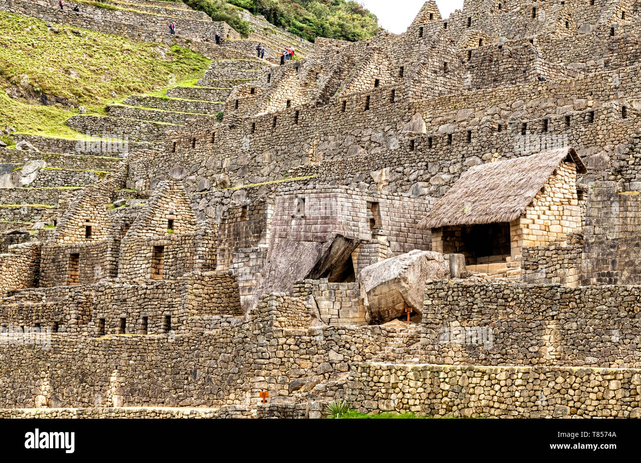 View at the buildings and houses structures in ancient Incas city of ...