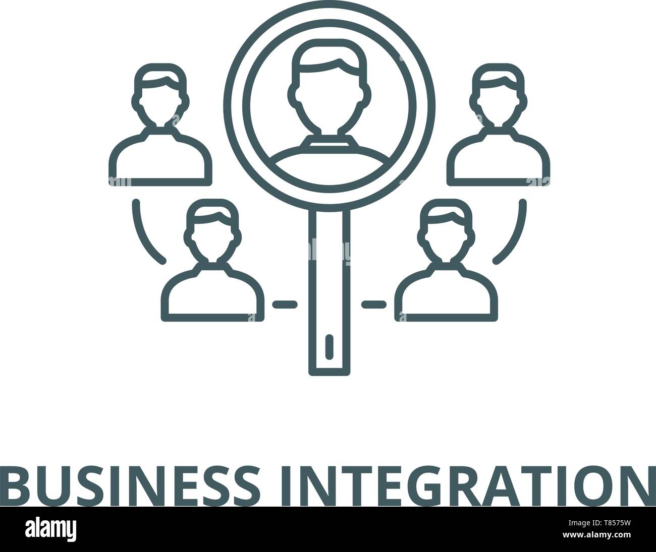 Business integration vector line icon, linear concept, outline sign ...
