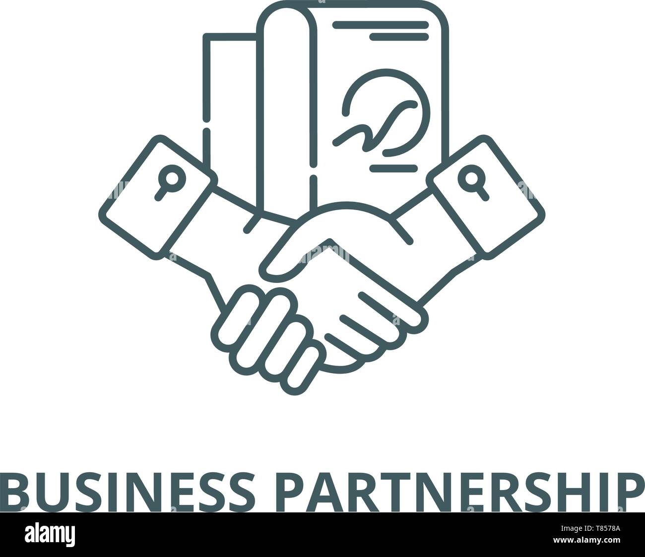 Business partnership vector line icon, linear concept, outline sign ...