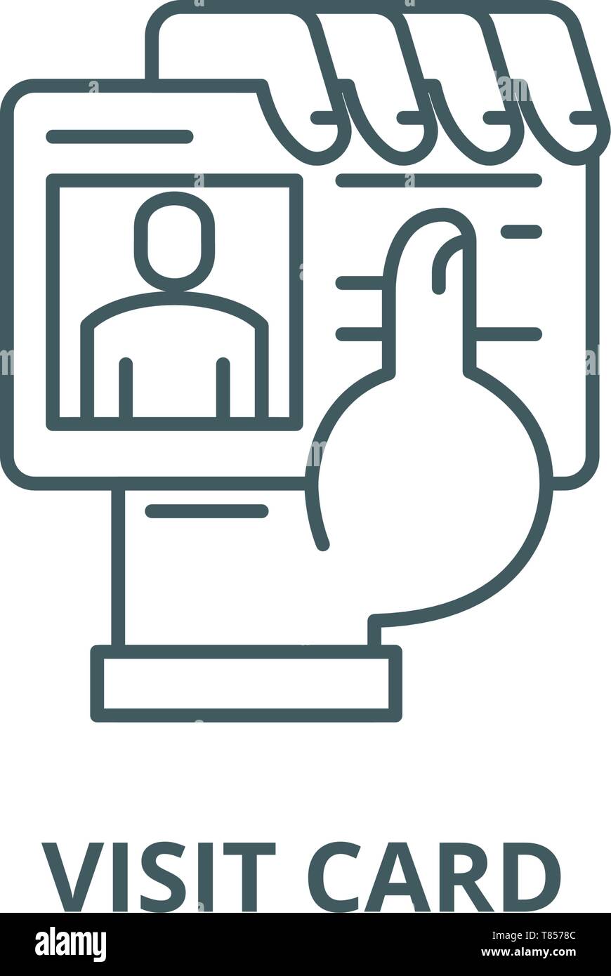 Business pass in hand vector line icon, linear concept, outline sign ...