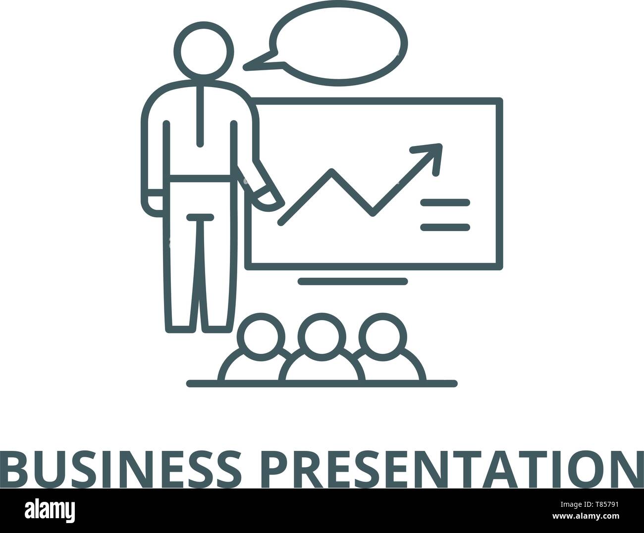 Business presentation vector line icon, linear concept, outline sign ...