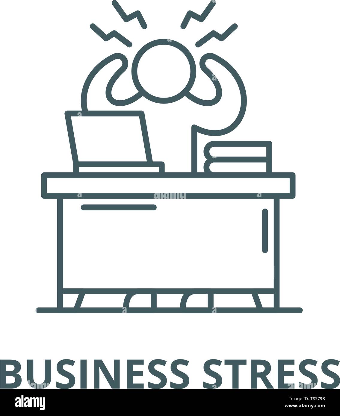 Business stress vector line icon, linear concept, outline sign, symbol ...