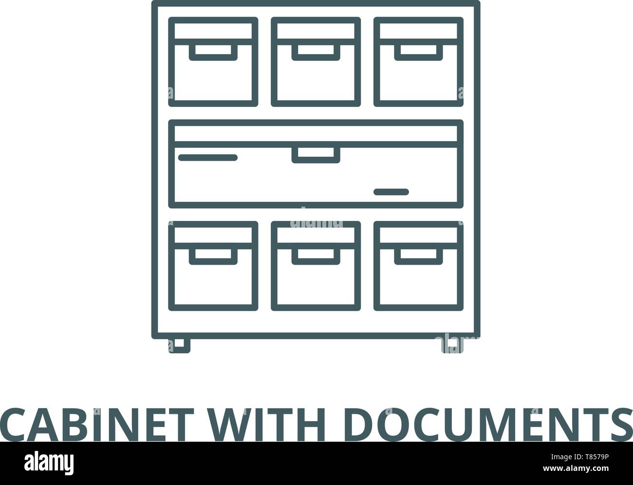 Cabinet with documents vector line icon, linear concept, outline sign ...