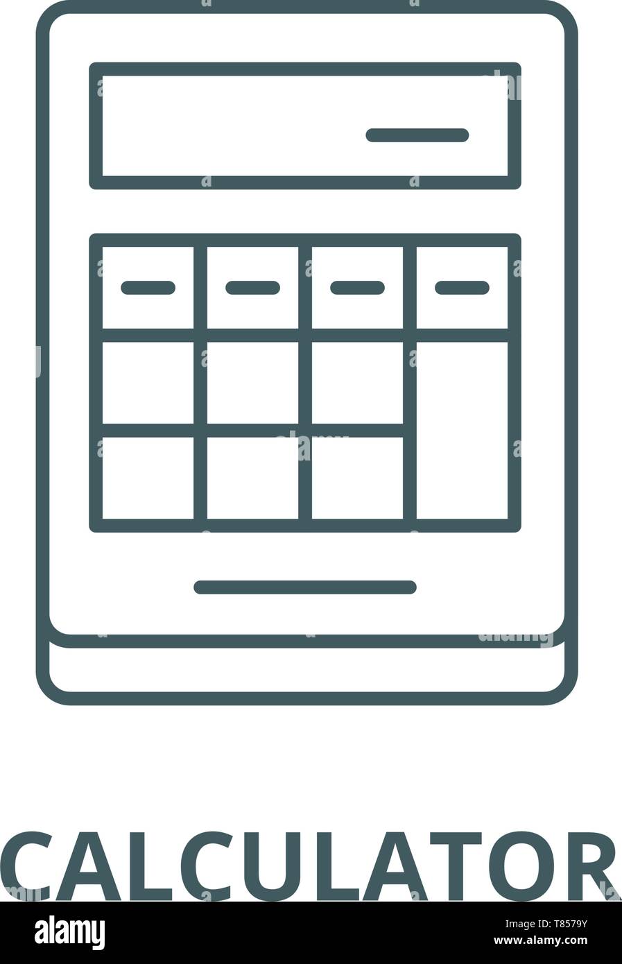 Calculation on the calculator vector line icon, linear concept, outline ...