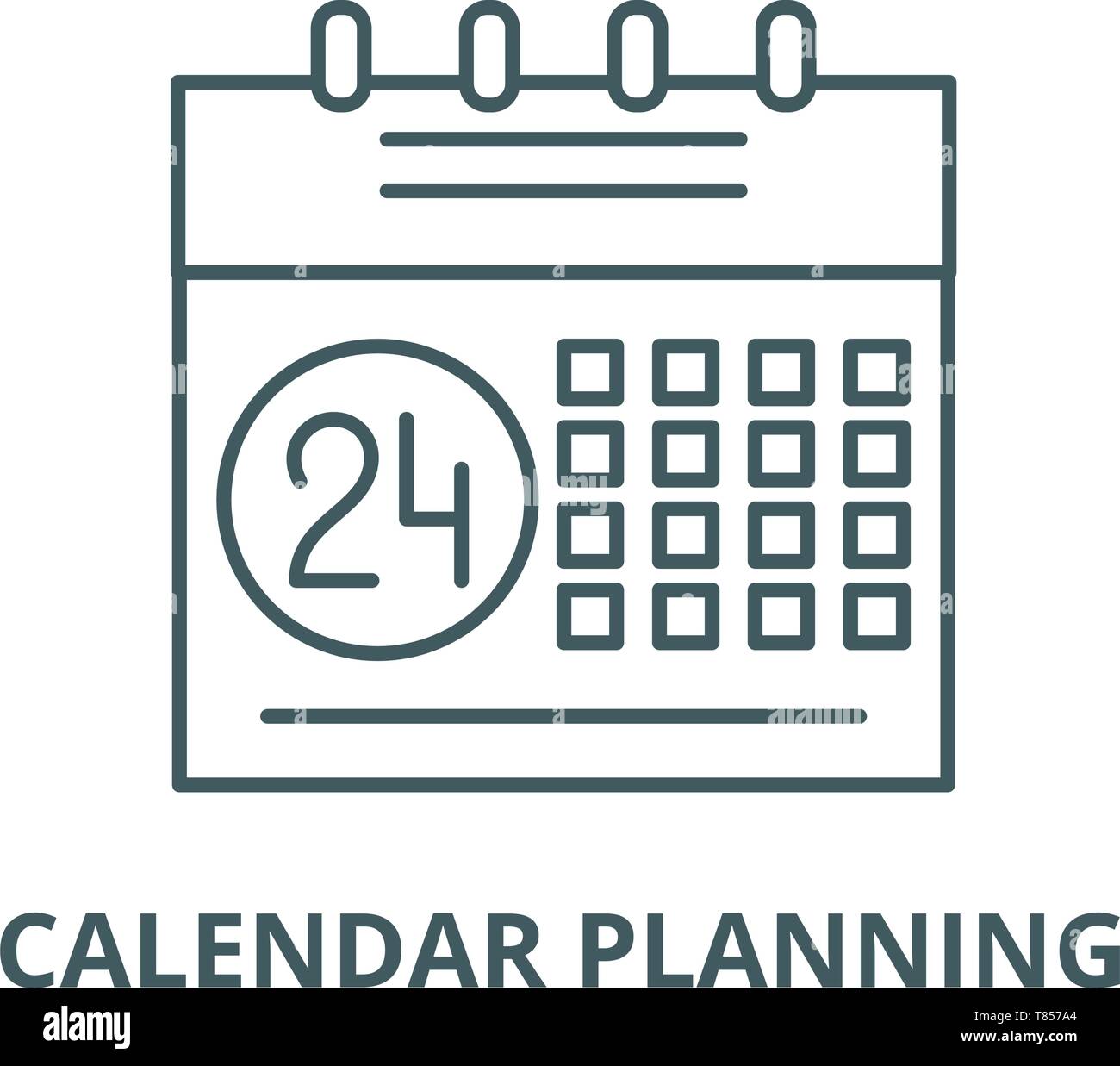 Calendar planning system vector line icon, linear concept, outline sign ...