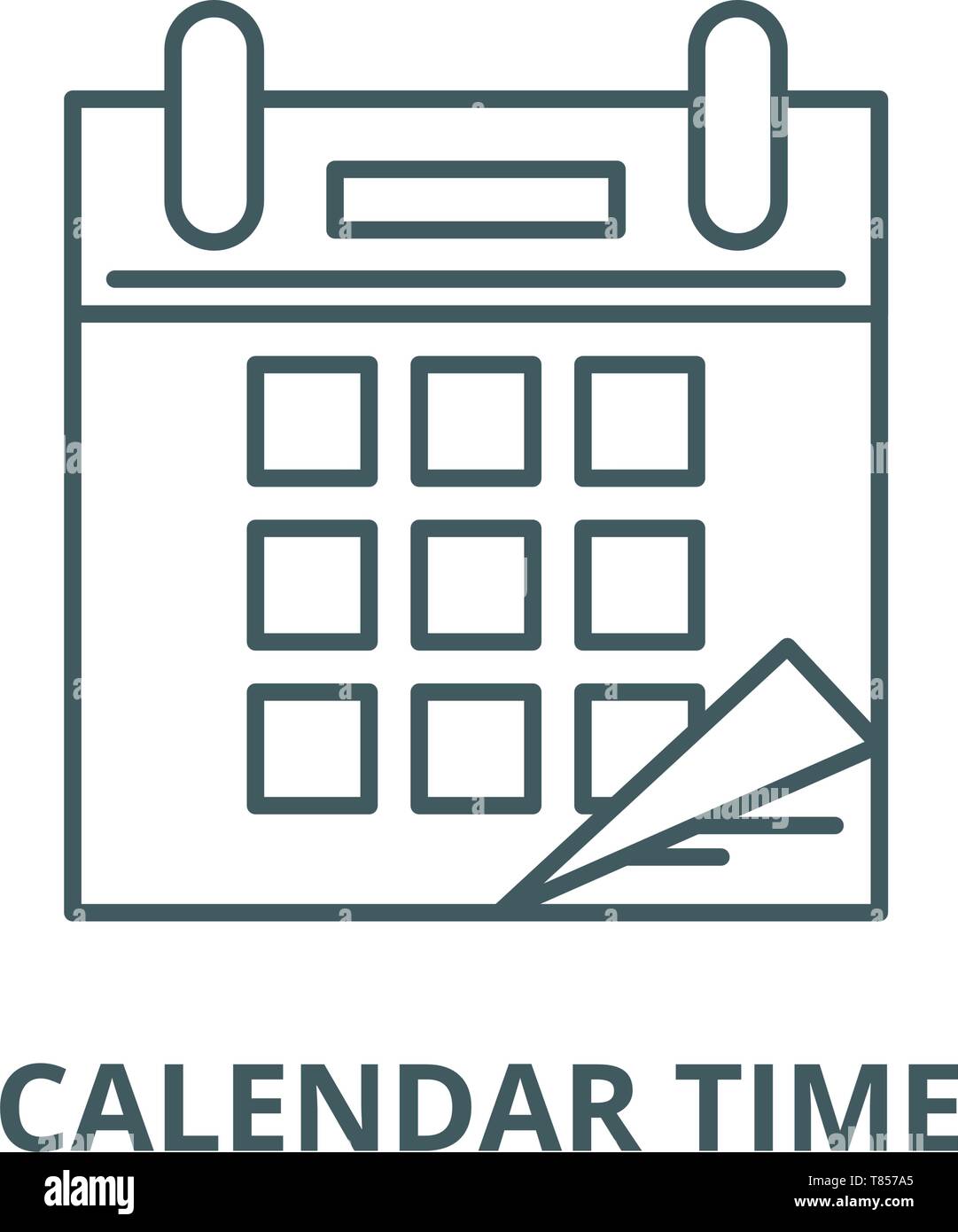 Calendar time vector line icon, linear concept, outline sign, symbol ...