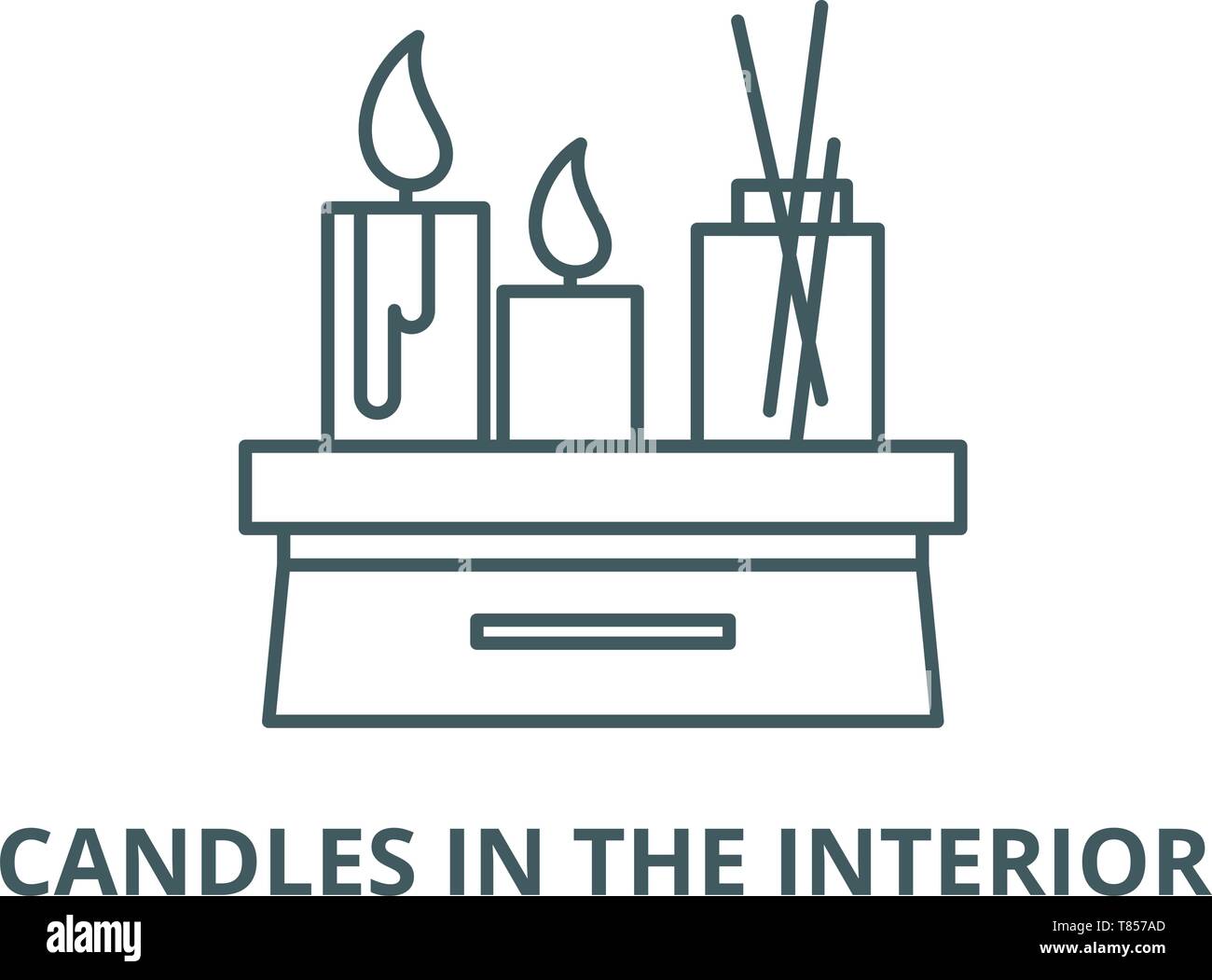 Candles in the interior vector line icon, linear concept, outline sign ...