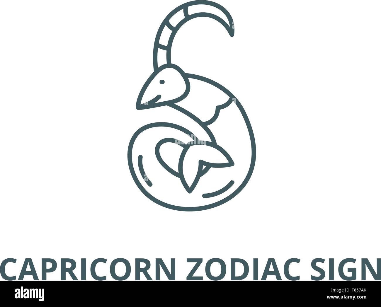 Capricorn Zodiac Sign Vector Line Icon Linear Concept Outline Sign