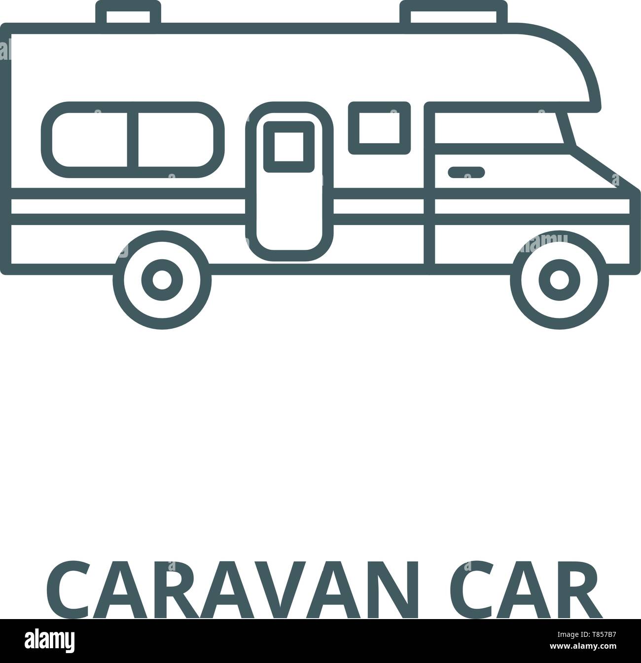 Caravan car vector line icon, linear concept, outline sign, symbol ...