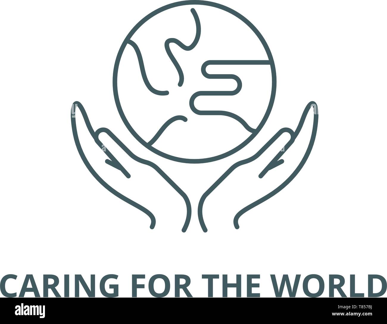 Caring for the world vector line icon, linear concept, outline sign ...