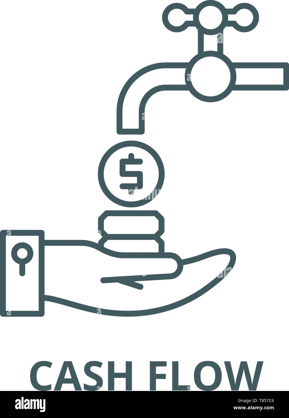 Cash flow vector line icon, linear concept, outline sign, symbol Stock ...