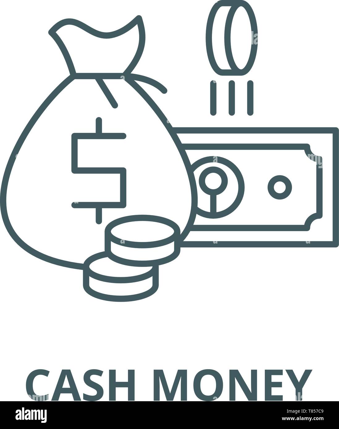 Cash money vector line icon, linear concept, outline sign, symbol Stock ...